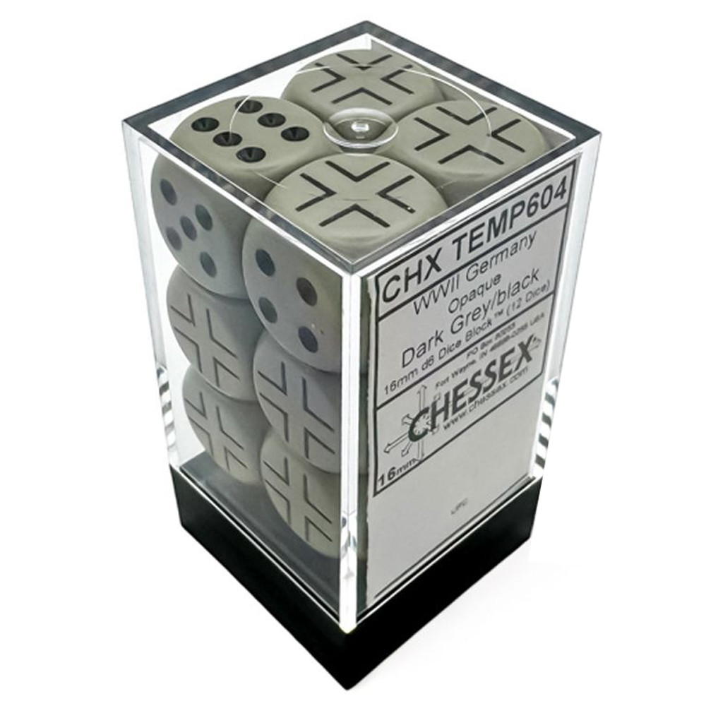 Chessex: d6 Cube 16mm WW2 German Dark Grey/Black – Little Big Wars